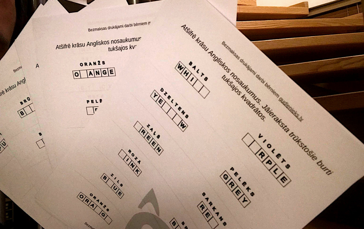 Bezmaksas darba uzdevumi Angļu valodā - Krāsas - Gudlenieks