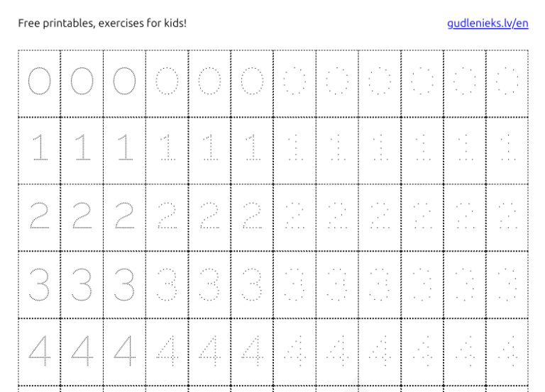 Learn to write numbers - connect the dots - Gudlenieks